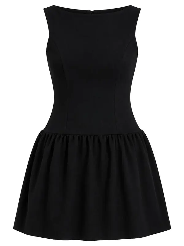 GIRL IN MIND Codi Boat Neck Low Back Mini Dress - Black
