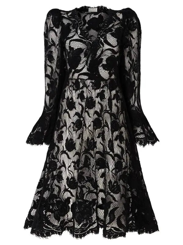 LISA THE LABEL Noire Magnolia Lace Dress With Silk Slip Lining - Black