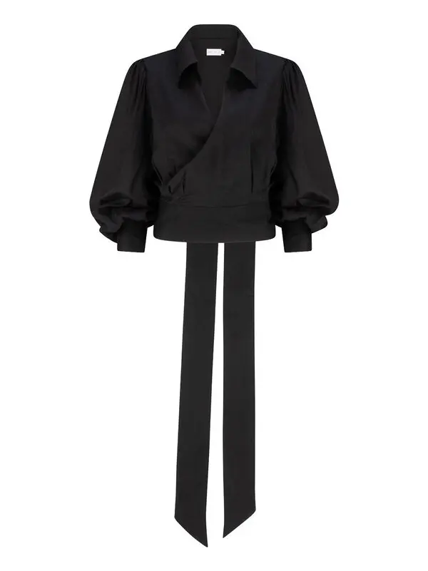 DREF Cosmo Wrap Top - Black
