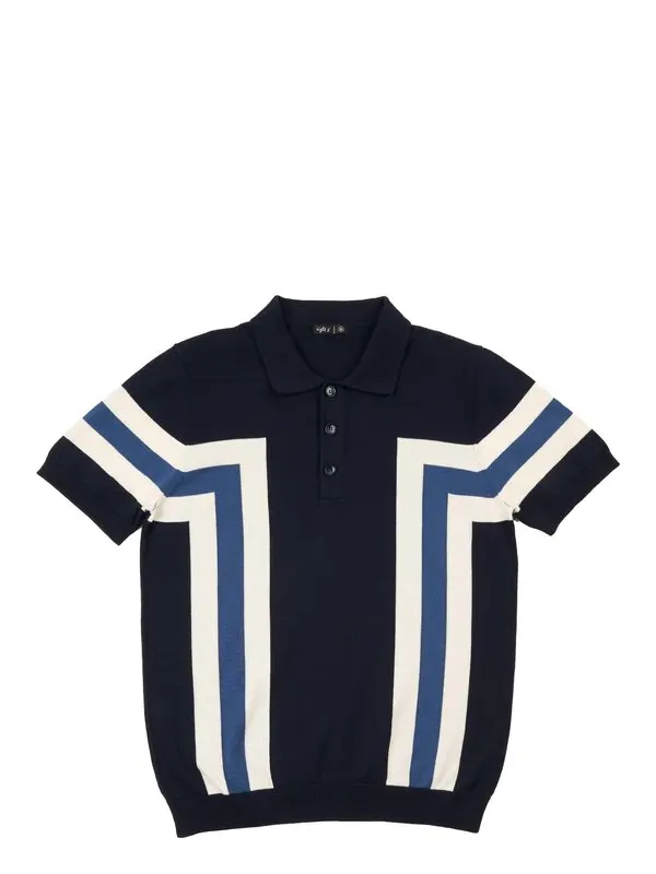 EIGHT X The Everyday Knit Polo Button Up Shirt - Blue