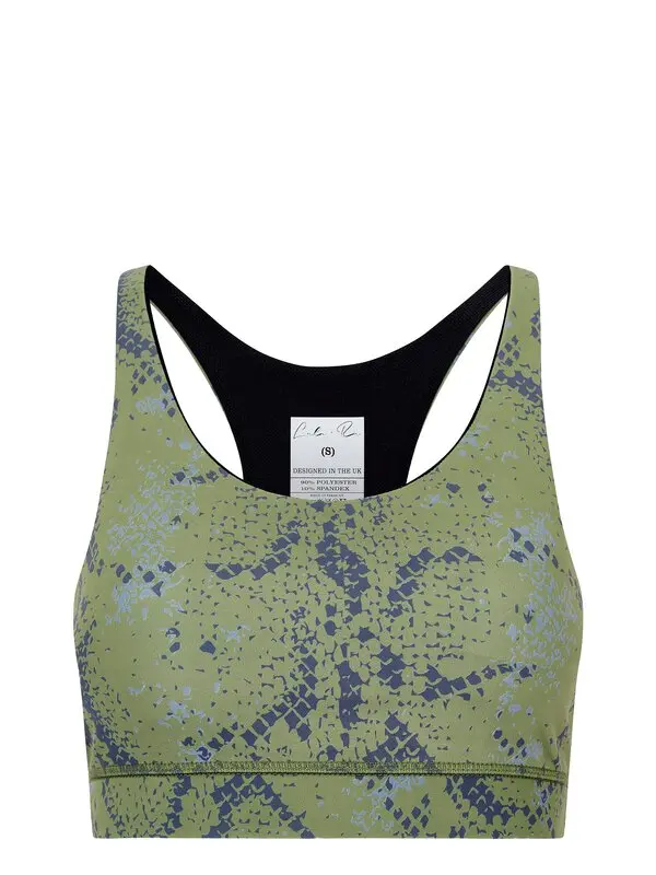 LULA-RU Sports Bra Olive Snake - Green