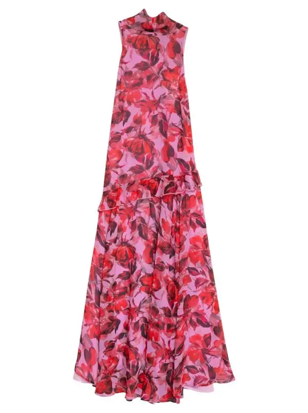 NIZA Sleeveless Halter-neck Maxi Dress - Pink