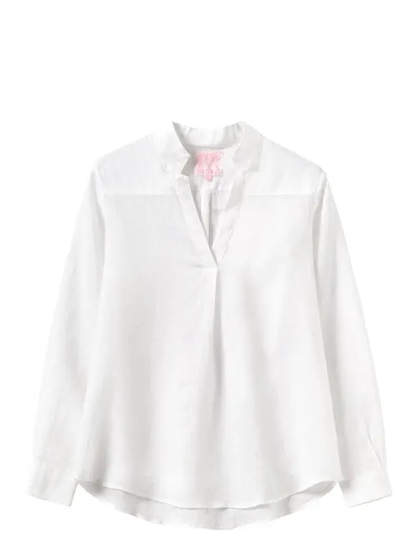 PINK HOUSE Linen Kim Shirt Plain - White