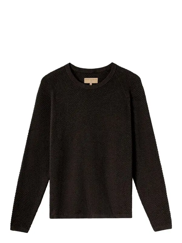 WESTON JON BOUCHER Ripley Crew Neck Cotton & Cashmere Sweater Slim Dark Earth - Black