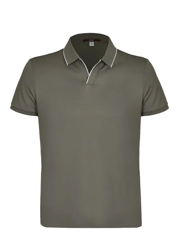 DAVID WEJ Marco V-neck Polo Shirt - Grey