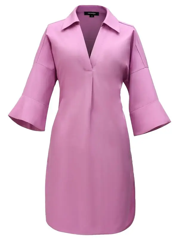 SMART AND JOY Cotton Minimalist Shirt Dress Parm - Pink