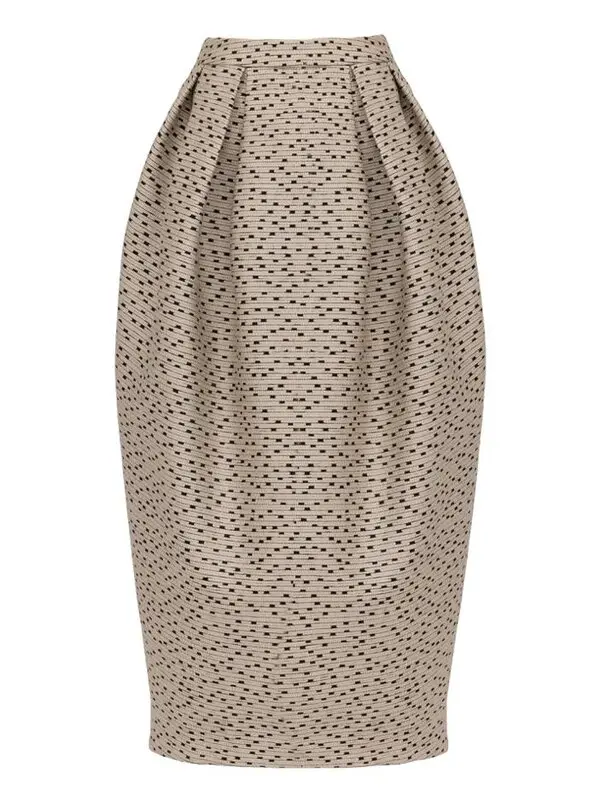 GEORGETTE Neutrals Sculptural Midi Pencil Skirt - Beige