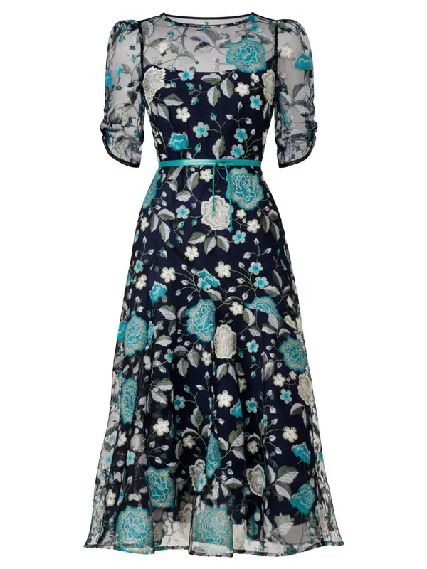 SACHA DRAKE Cardelina Dress In Navy Aqua - Blue