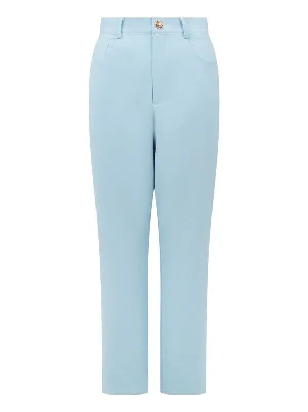 SOUR FIGS Medallion Button Tailored Cigarette Trousers In Powder - Blue