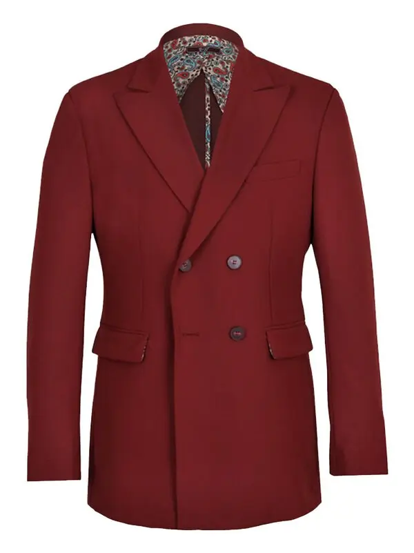DAVID WEJ Ashford Relaxed Double-breasted Blazer – Burgundy - Red