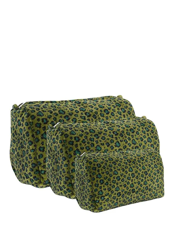 CYC Velvet Leopard Three Piece Travel Set - Green