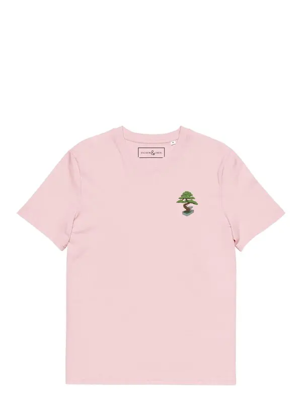 ANCHOR & CREW Cotton Bonsai Garden Dystopia Organic Cotton Embroidered T-shirt - Pink