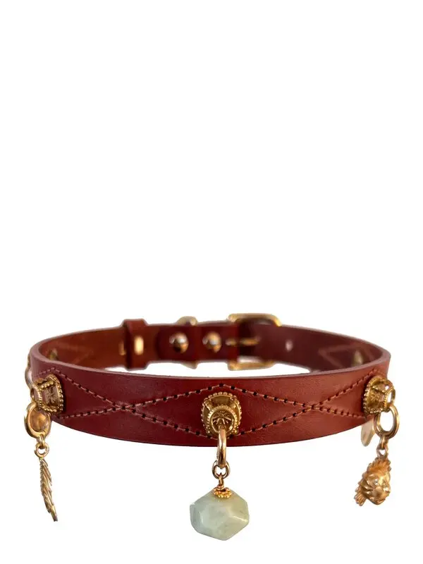 UNLEASH CPH Brown / Gold Untamed Spirit Dog Collar Large - Brown/gold