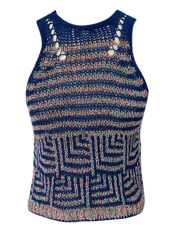 ESSIEN & EMRE Ezia Knitted Pattern Tank Top - Blue