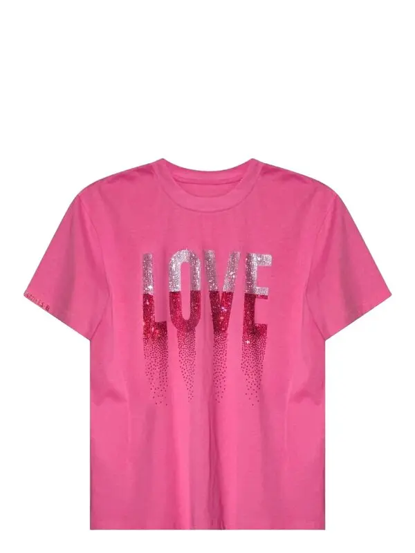 MIRACLES MANIFESTER Love Rhinestoned T-shirt - Pink