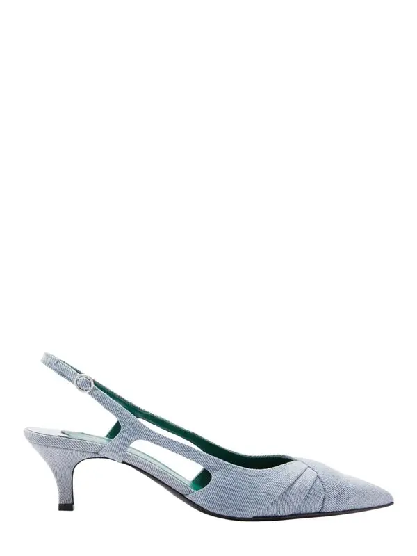 FLORRIE Maude 50mm Slingback Pump Upcycled Denim - Blue