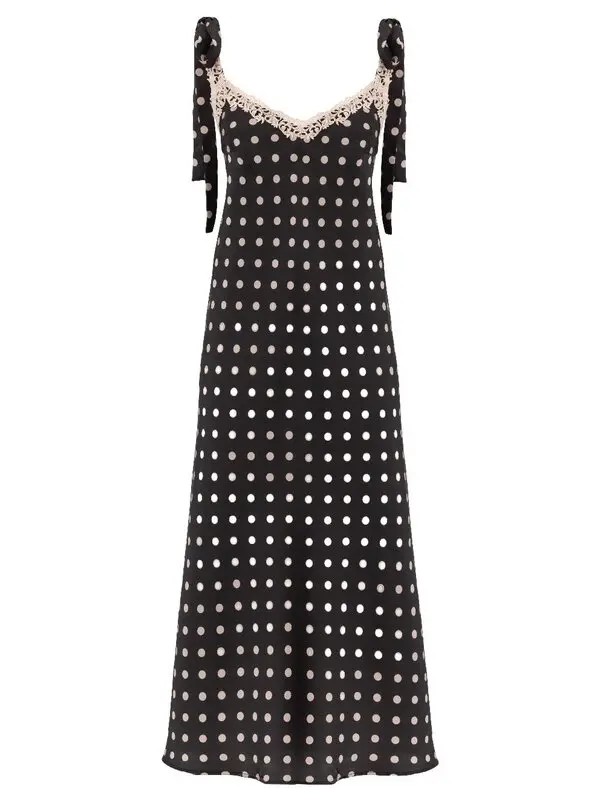 GEORGETTE Luna Dots Midi Dress - Black