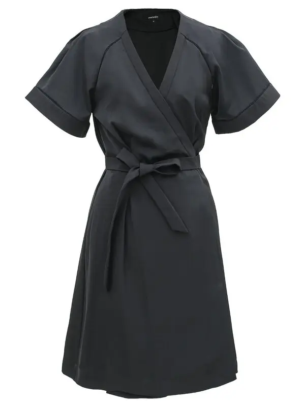 SMART AND JOY Short Minimalist Wrap Dress - Black