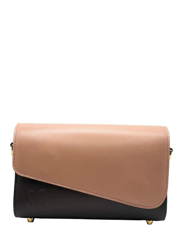RISEMBERG Brown / Pink Cal·la Bag In Cocoa With Blush Lina Flap - Brown/pink