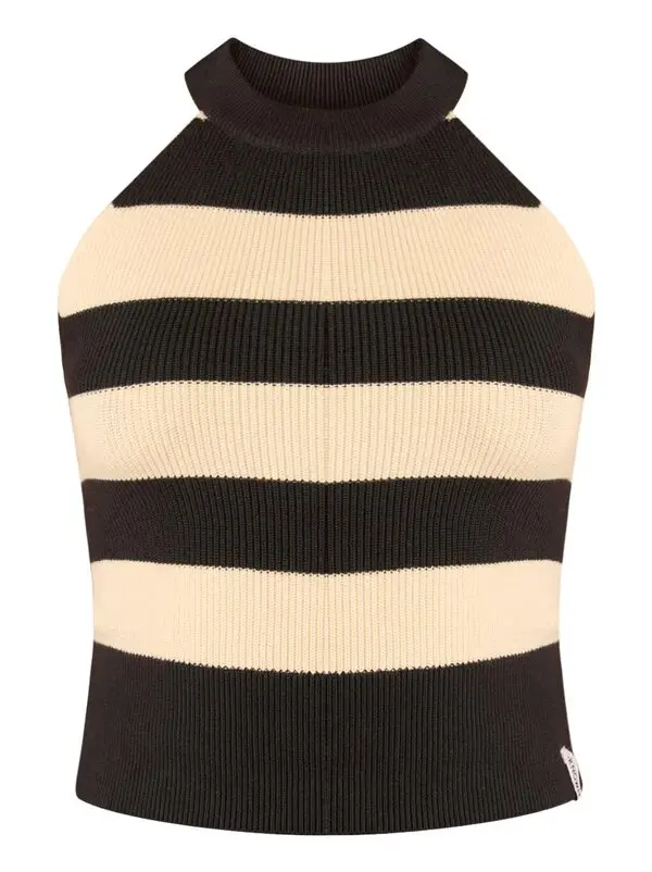 KNOWN SUPPLY Striped High Neck Sleeveless Sweater Cindy /pearl - Black