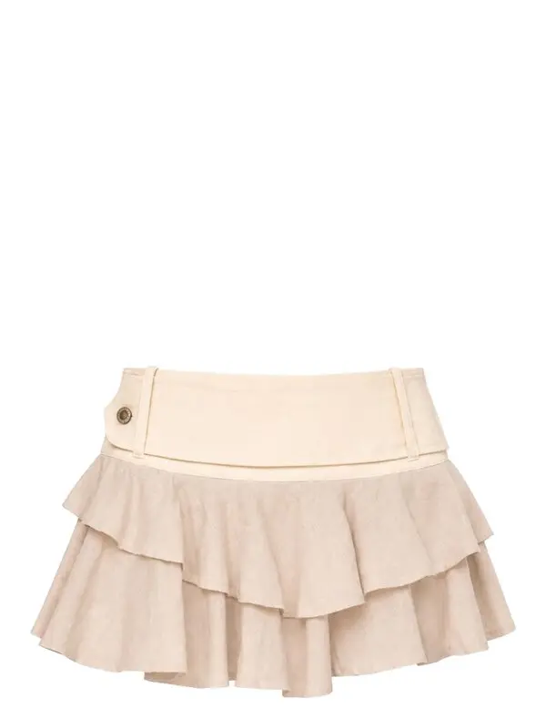 Carmen Says Solea Ruffle Denim Mini Skirt - White