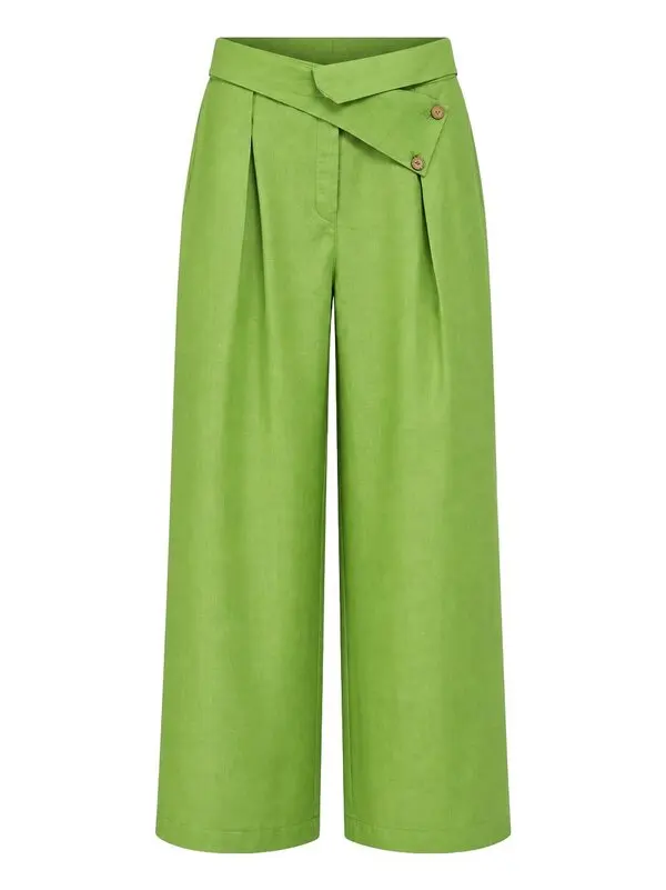 LUMINA ELIGMA The Wrapline Linen Trouser - Green