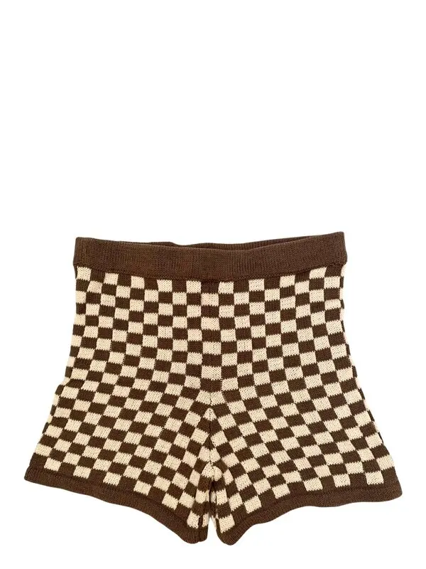 Pink Haley Annie Checked Knit Shorts - Brown