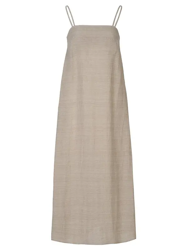 THE SUMMER EDIT Neutrals Blake Luxe Linen Bandeau Sundress Natural - Black/blue