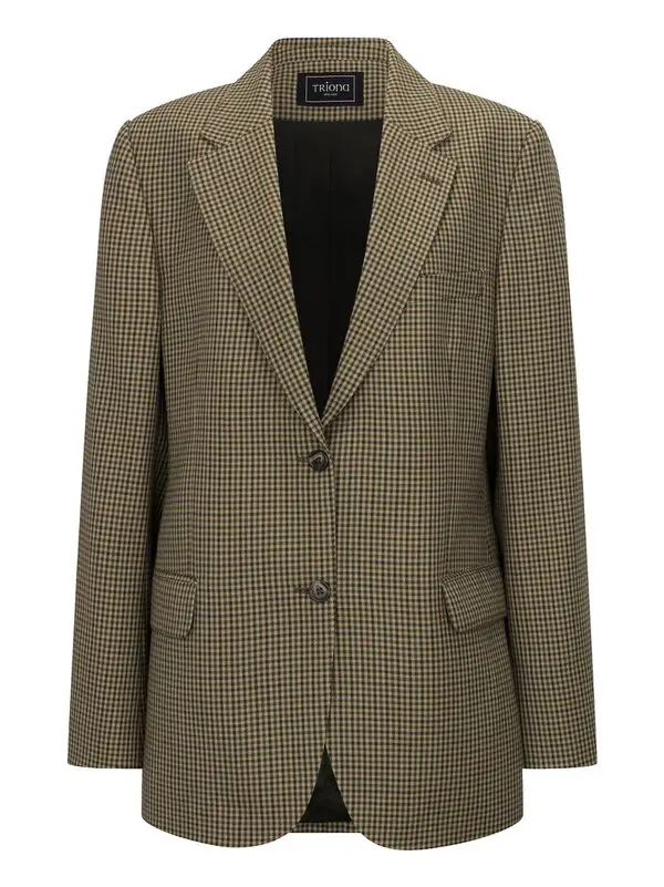 TRIONA Houndstooth Neasa Oversized Blazer - Green