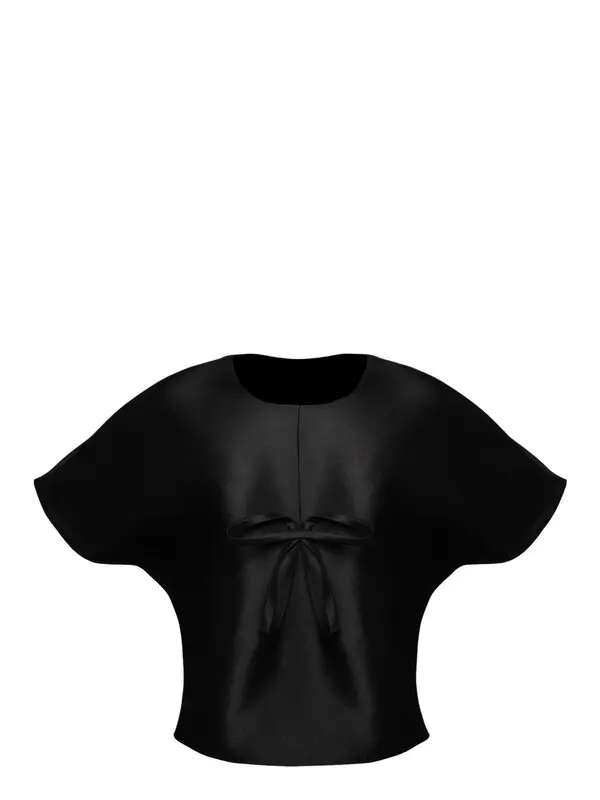 MADEBYZA Black Sculptural Top With Bow Detail - Pink