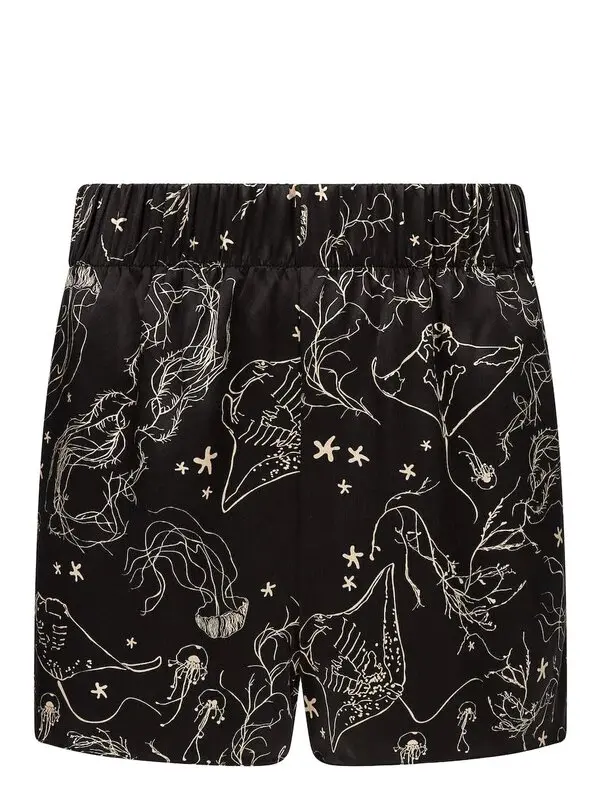 LILY ROU Silk Ray Relaxed Shorts - Black
