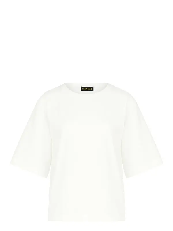 CONQUISTA Oversized Mercerized Cotton T-shirt With Elbow-length Sleeves - White