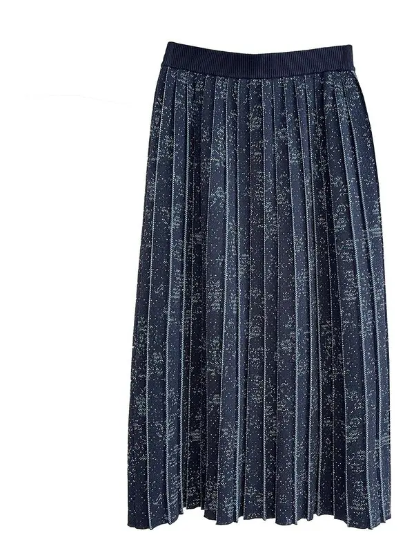 ARTO. Yeah! Floral Pleated High Waisted Knit Skirt - Blue
