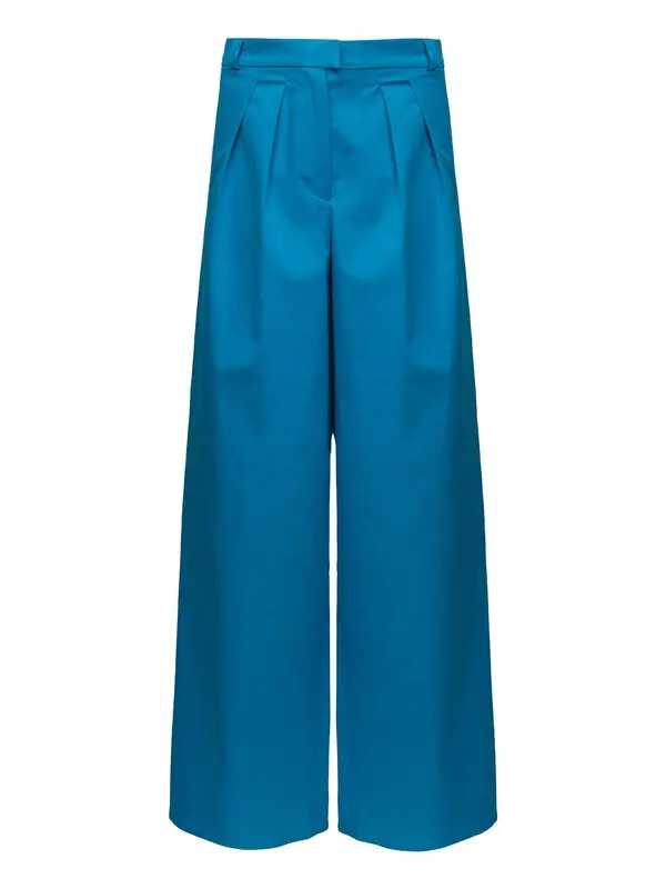 HELENE GALWAS Irena Cyan Cotton Trousers - Blue