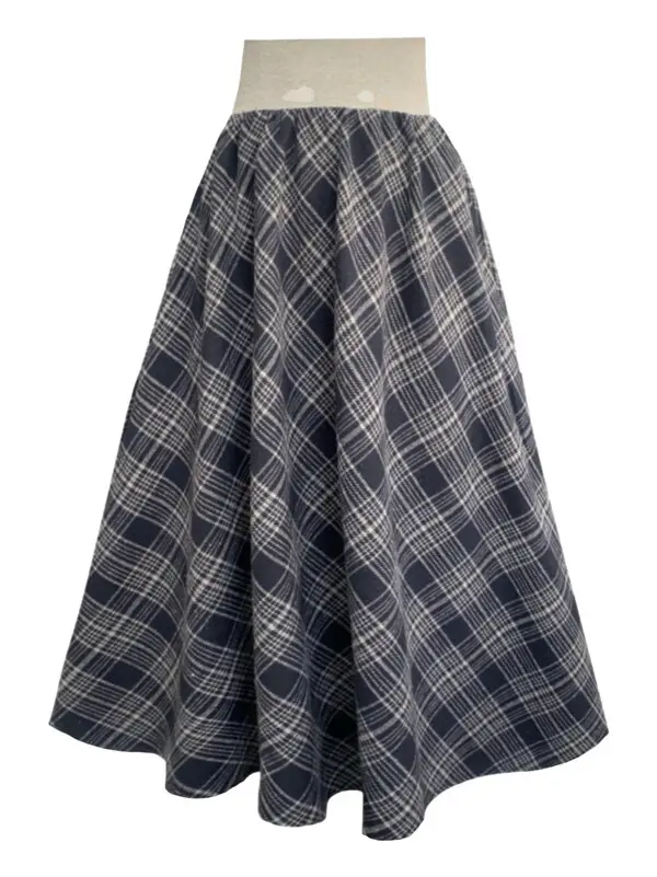 FROCK TALES Blue / Grey Bonnie Midi Skirt In Navy Tartan - Blue/grey
