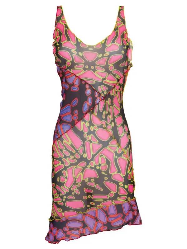 PALOMA LIRA Red & Volt Web Armor Dress - Pink