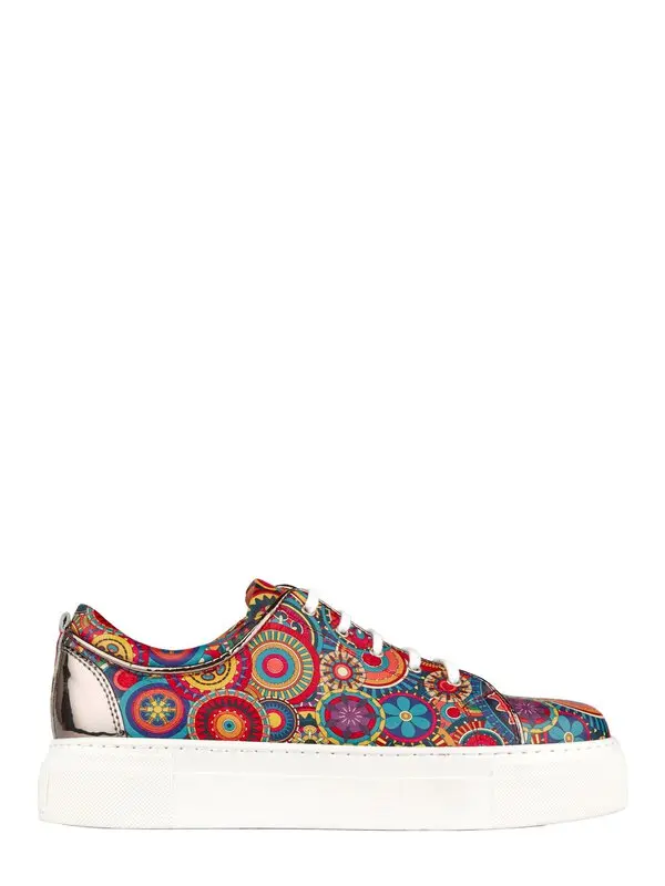 EMBASSY LONDON USA Camila Silver & Signature Print Designer Sneakers - Gray
