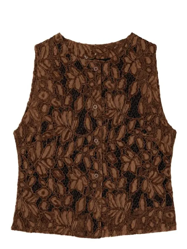 Carmen Says Lovers Velvet Lace Occasion Top - Brown