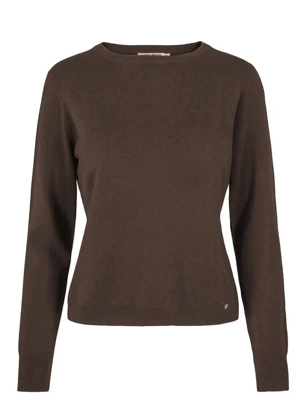 TIRILLM Sasha Basic Cashmere Pullover With Round Neck, Chocolate - Brown