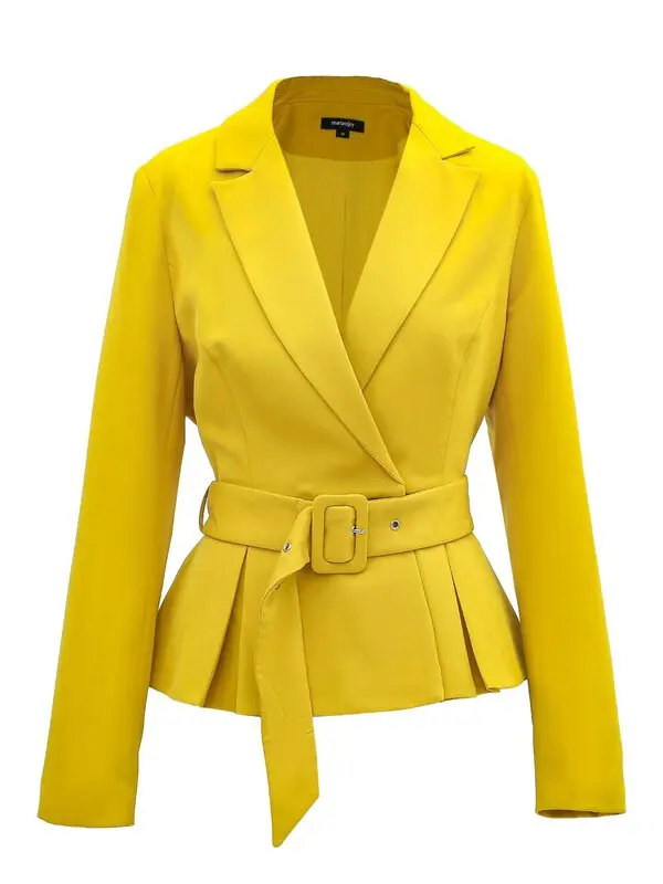 SMART AND JOY Pleated Skirt Tailor Jacket - Yellow