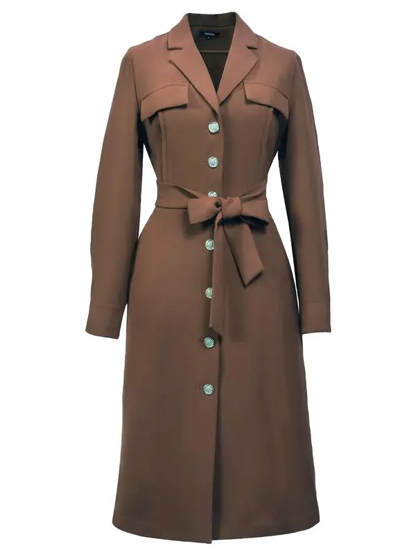 SMART AND JOY Minimalist Safari Style Dress - Brown