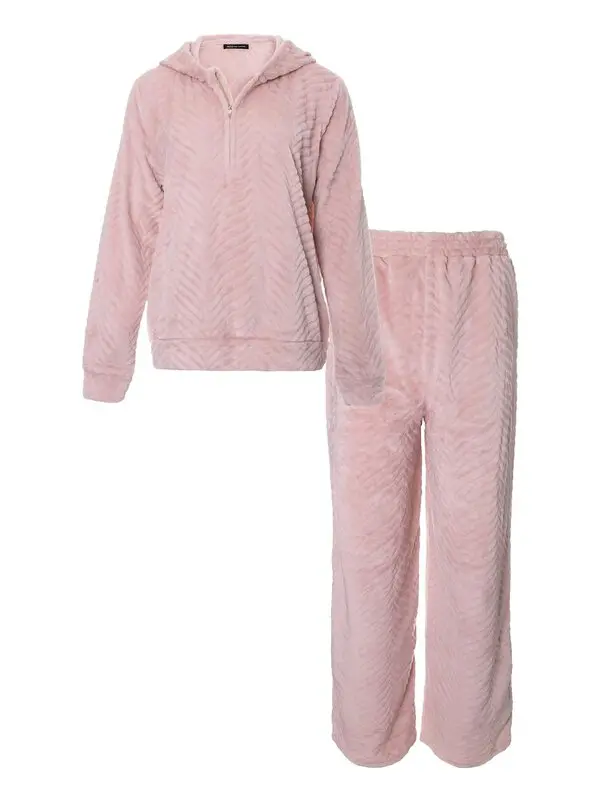 PRETTY YOU Cosy Chevron Co-ord Lounge Suit In Rose - Pink