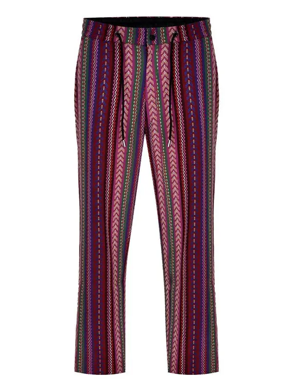 DAVID WEJ Dareski Tribal Print Drawstring Trousers Wine Multi - Red