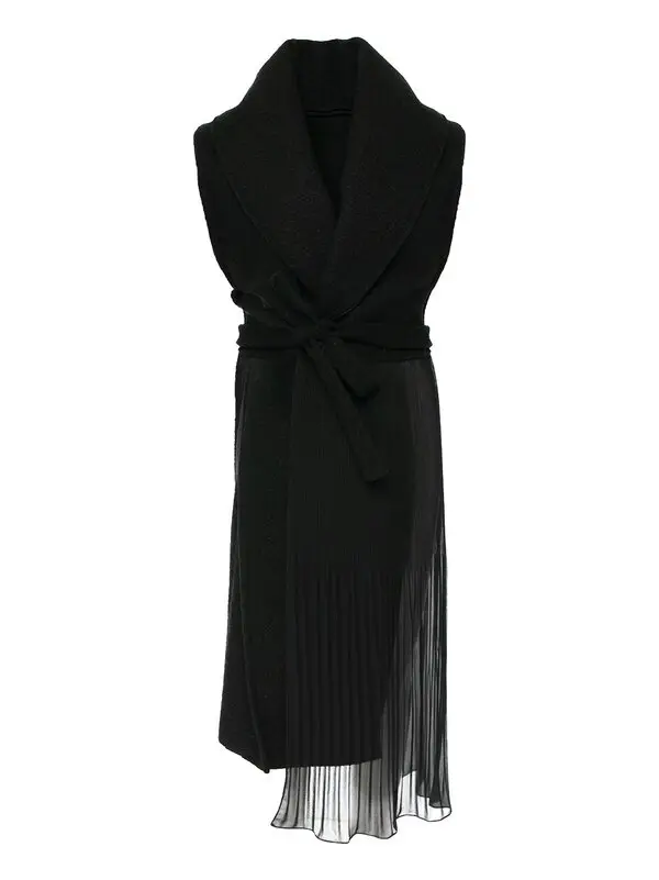 SILVIA SERBAN Deconstructed Tweed Vest With Pleated Veil - Black