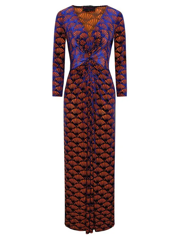 BEATRICE VON TRESCKOW Art Deco Velvet Devore Lola Maxi Dress - Blue
