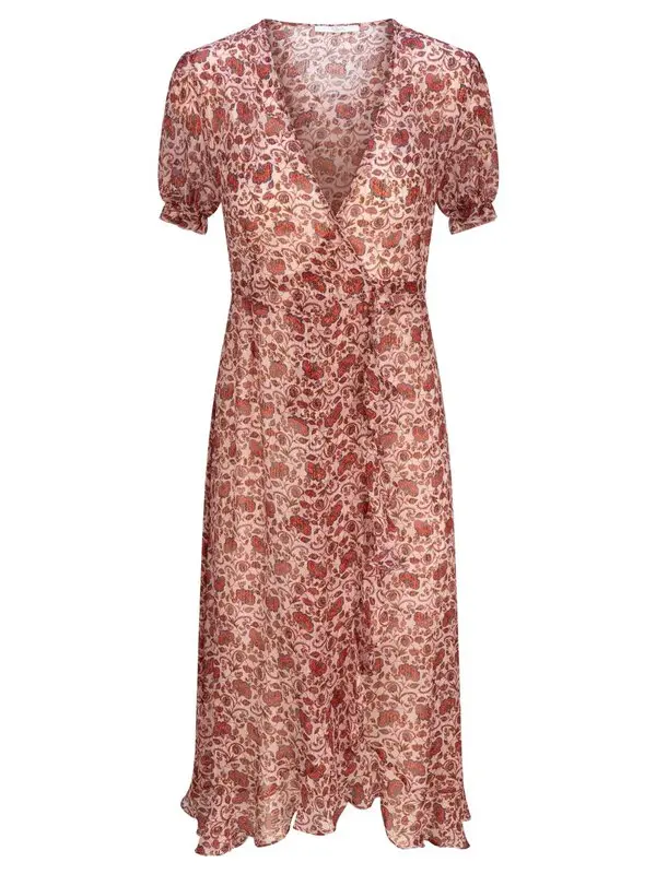 INTROVERTIE VIENNA Vienna Paisley Silk Wrap Dress Maxi - Red