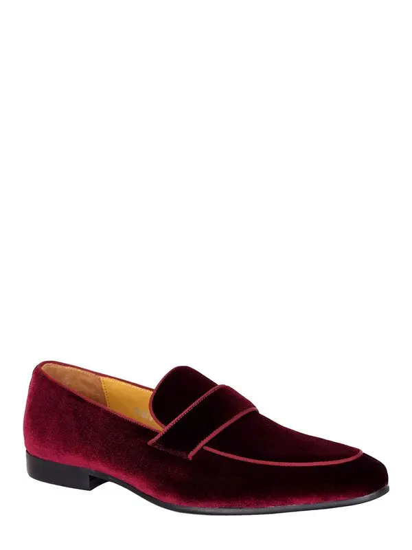 DAVID WEJ Alf Velvet Loafers – Wine - Red