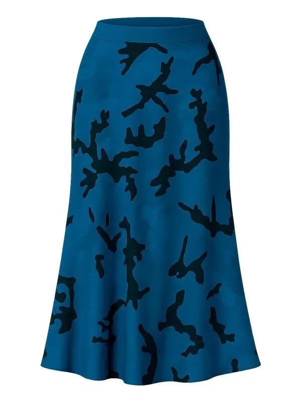 TANTRA SPAIN SL Printed Midi Skirt With Silk, Flounce - Blue
