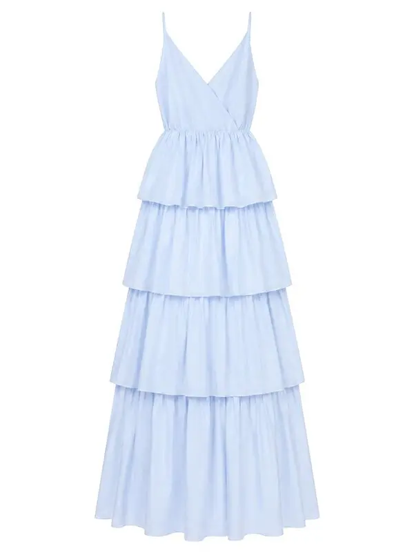 NEVA Althea Tiered Tulle Occasion Maxi Dress Light - Blue