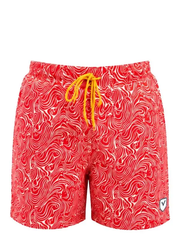 LIVE KOLIBRI Abstract Cherry Swim Trunks - Red